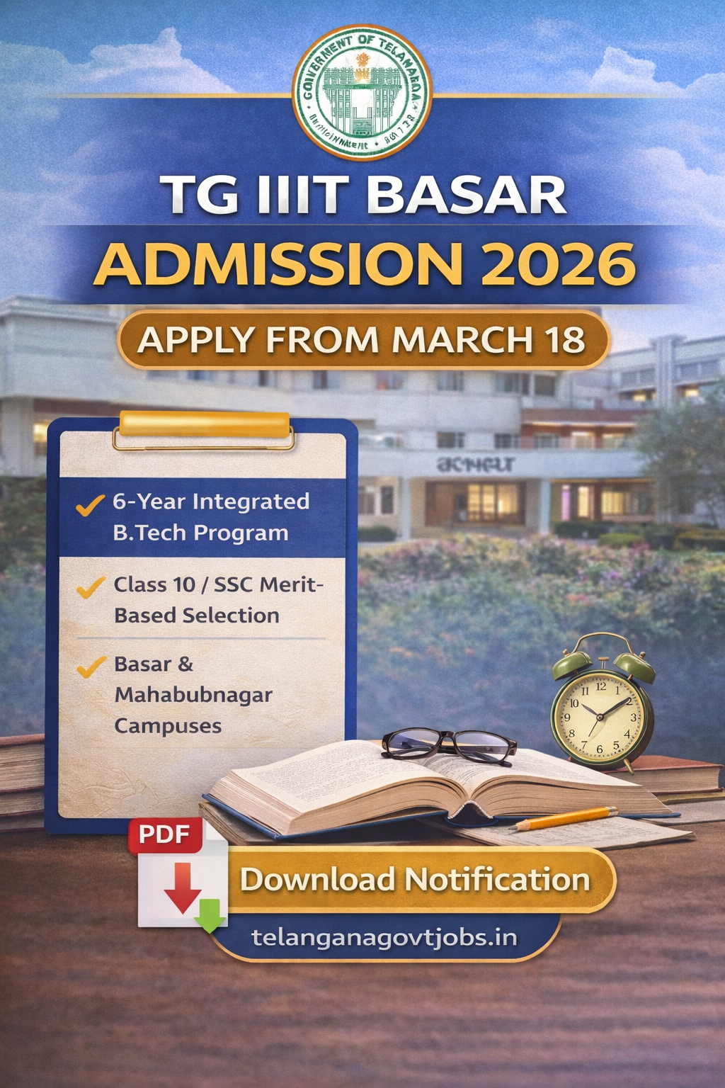 TG IIIT Admissions 2026: RGUKT Basar Releases Schedule for 6-Year ...