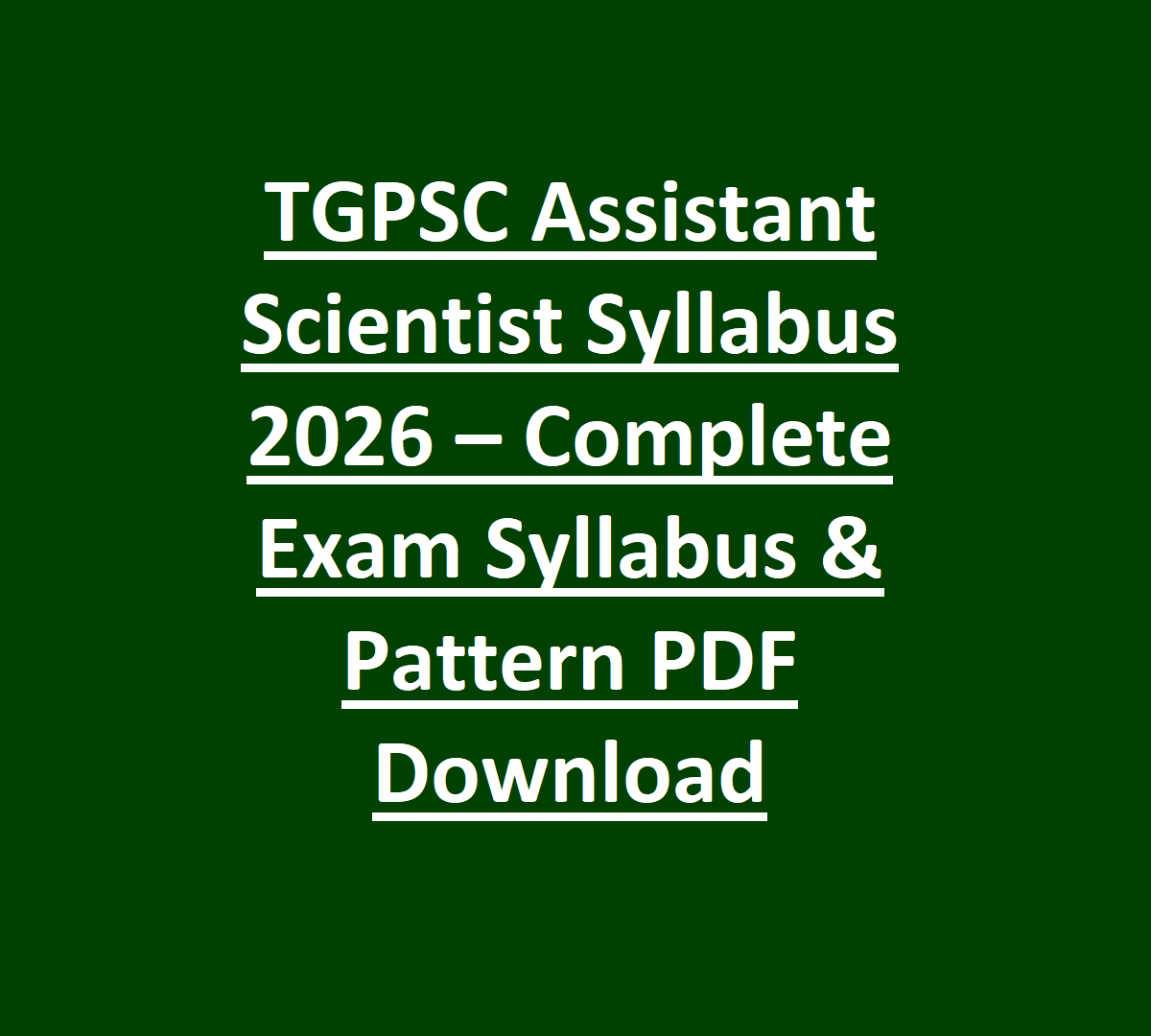 TGPSC Assistant Scientist Syllabus 2026 – Complete Exam Syllabus ...