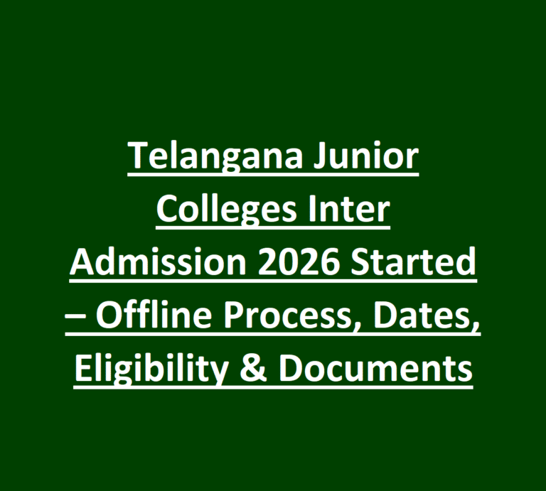 Telangana Junior Colleges Inter Admission 2026 Started – Offline ...